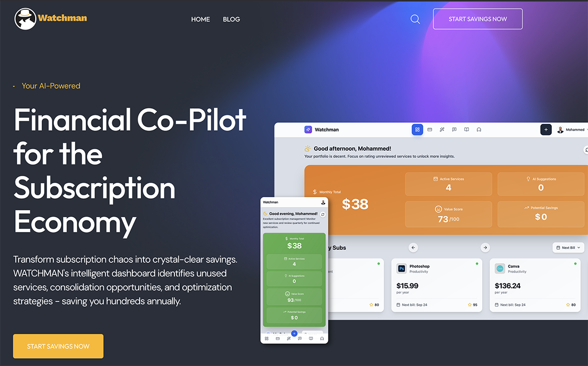 AI Expense & Subscription Management & Financial Intelligence - Watchman